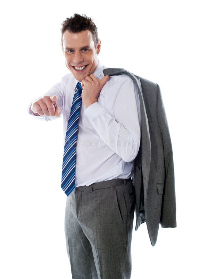 Manager Pointing at You. Coat on His Shoulders Stock Image - Image of ...