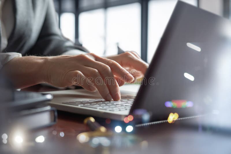 Manager or Programmer Working on Computer Clicking Keyboard Stock Photo ...
