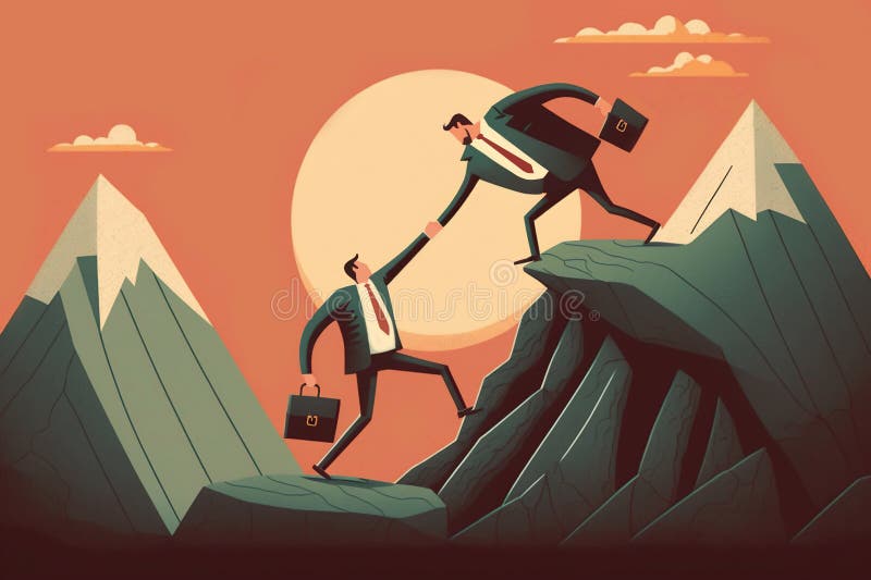 Manager Pull His Teammate Up the Mountain Represent the Support of the ...