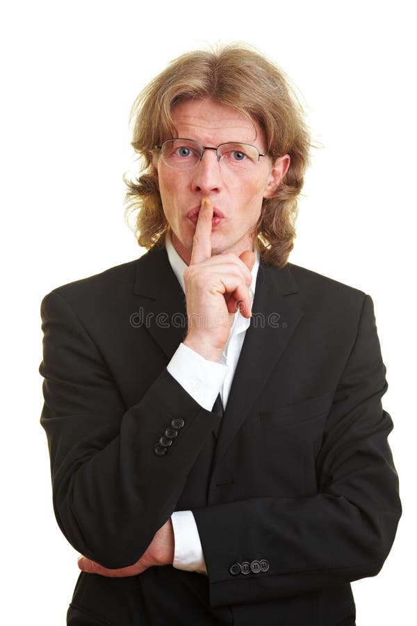 Manager Puts Fingers on Lips Stock Image - Image of gestures ...