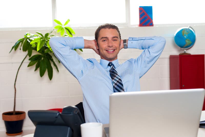 Manager Relaxing in His Office, Work Break Stock Photo - Image of ...