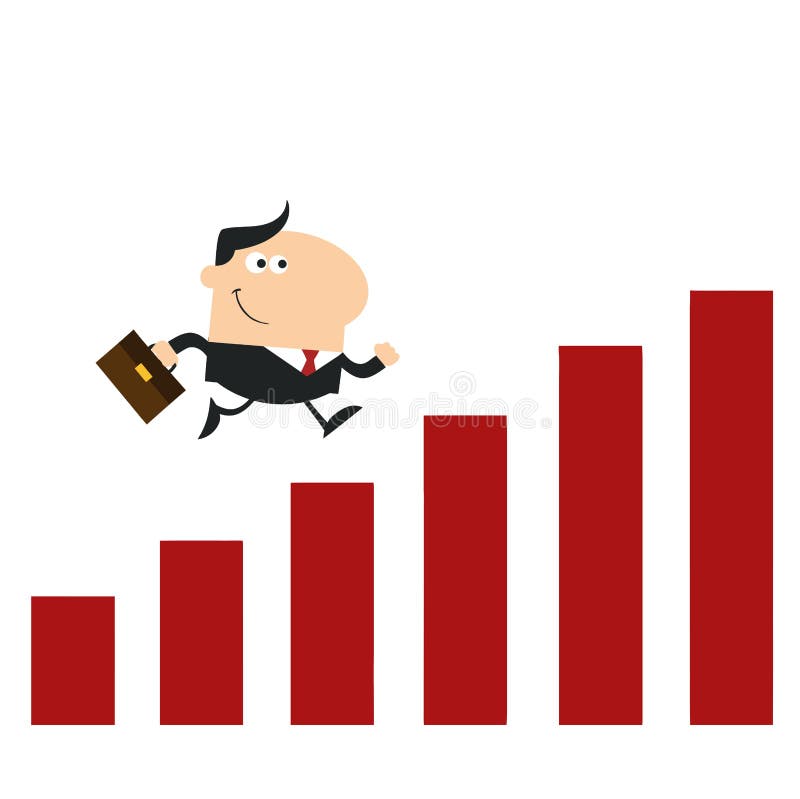 Manager Running Over Growth Bar Graph Stock Vector - Illustration of ...