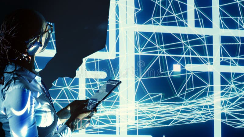 Manager Runs Code in Data Center Stock Image - Image of infrastructure, development: 331406285