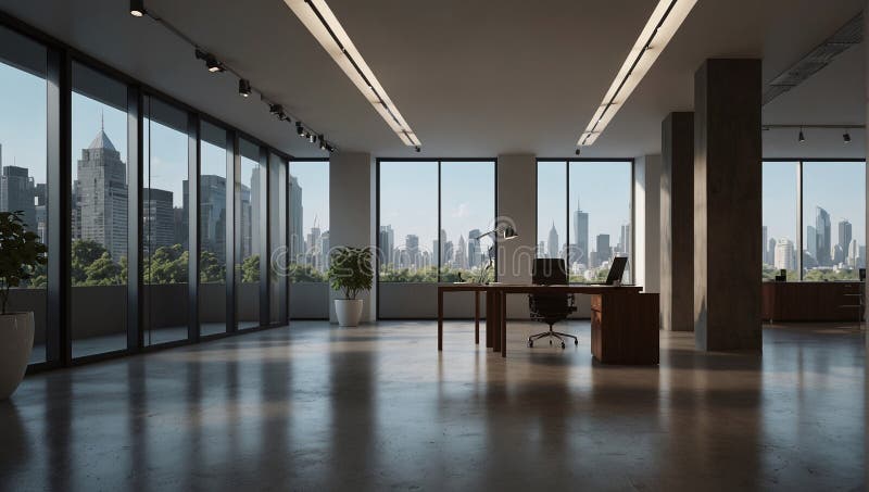 Manager S Workplace in a Large Spacious Empty Office with a Balcony and ...