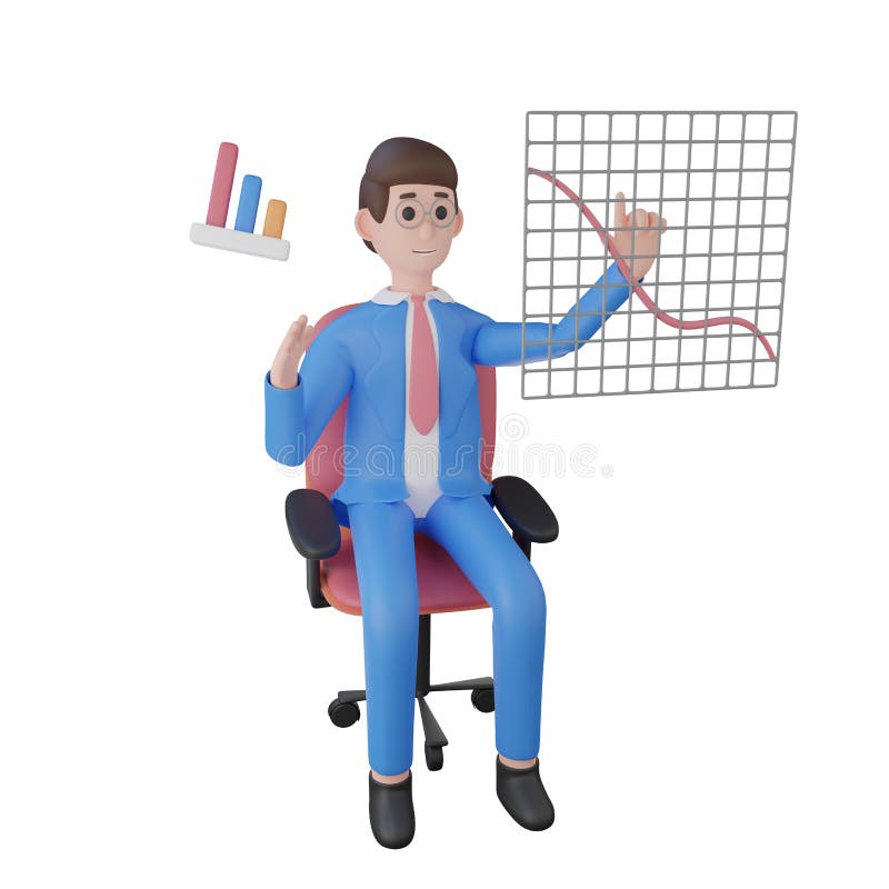 Manager with Sales Report 3D Illustration Stock Photo - Illustration of ...