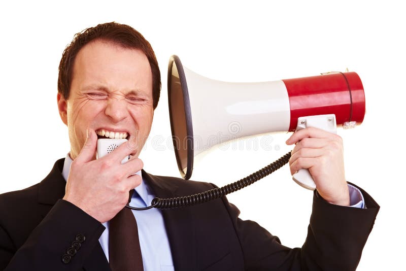 Manager Screaming in Megaphone Stock Photo - Image of listen, citizen ...