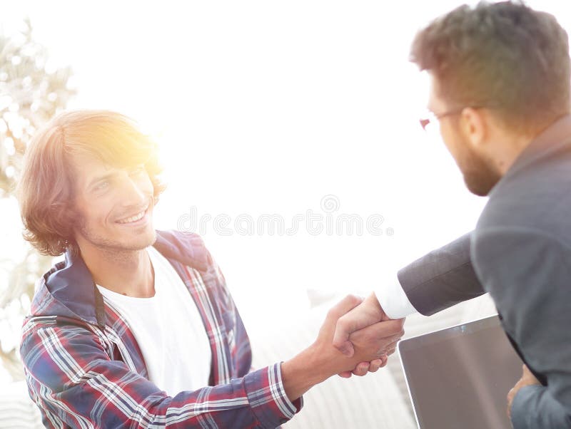 Manager Shakes Hands with His Client Stock Image - Image of caucasian ...