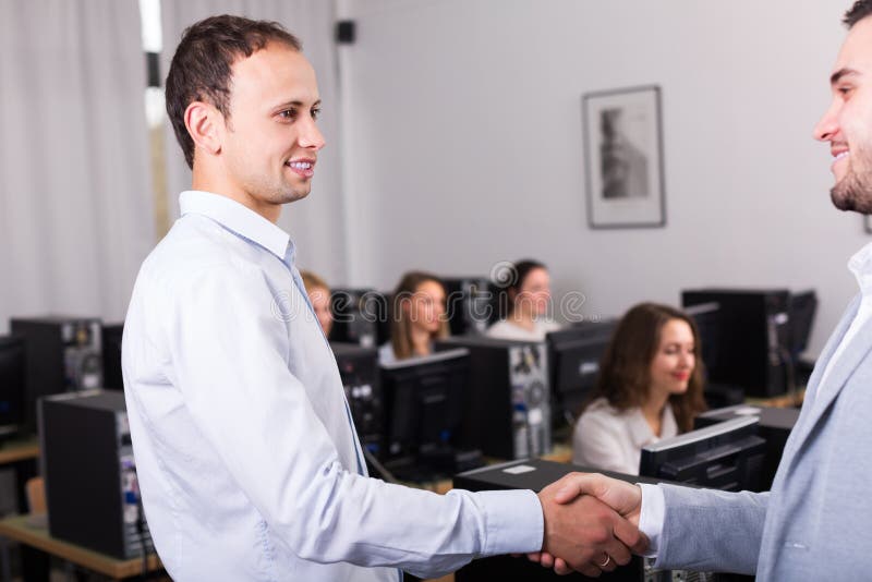 Manager Shaking Hand of Employee Stock Image - Image of colleagues ...