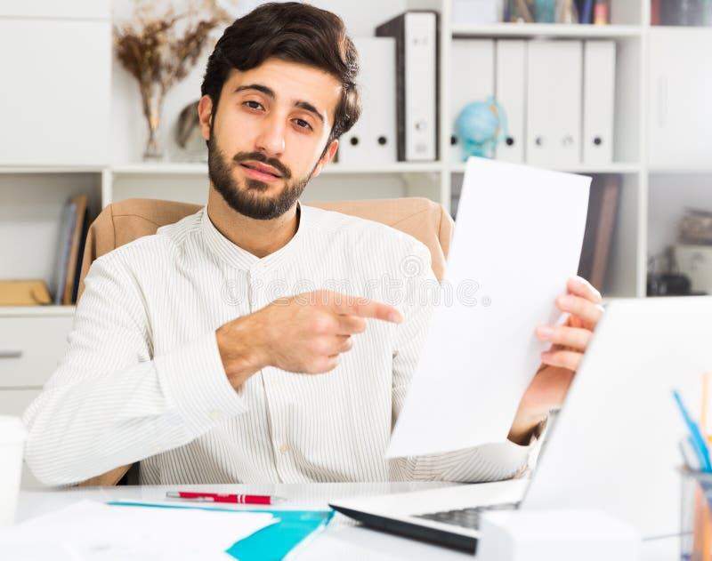 Manager Showing Documents at Office Stock Photo - Image of turk ...