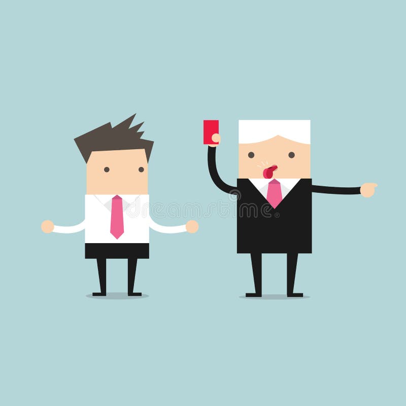 Manager Showing a Red Card To Businessman Stock Vector - Illustration ...