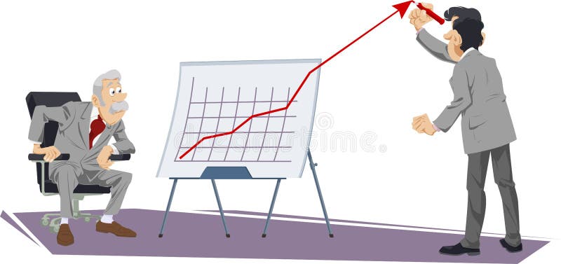Manager Shows Boss Graph Profit. Funny People Stock Vector ...