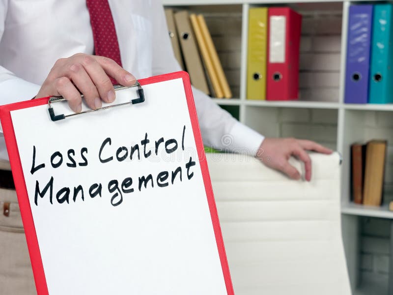 A Manager Shows Red Clipboard with Loss Control Management. Stock Image ...