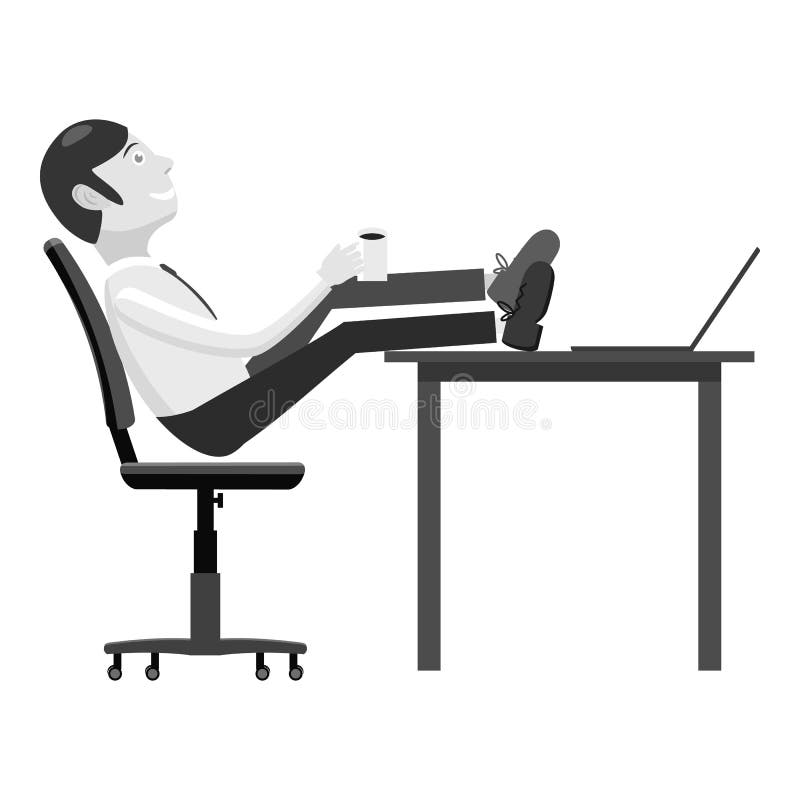Manager Sits on Chair and Feet on Table Icon Stock Vector ...