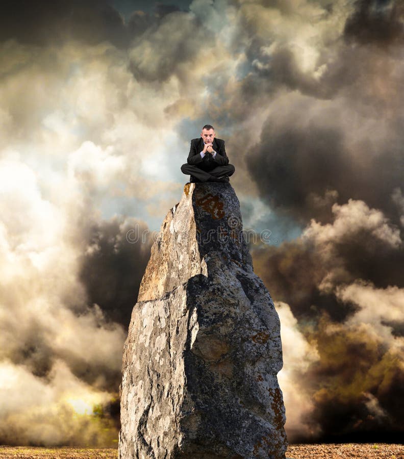 Man sitting on a big rock stock image. Image of perspective - 101348835
