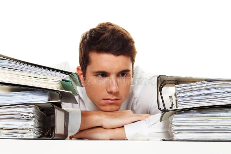 Manager Gestrest Met Stapels Dossiers Stock Afbeelding - Image of ...