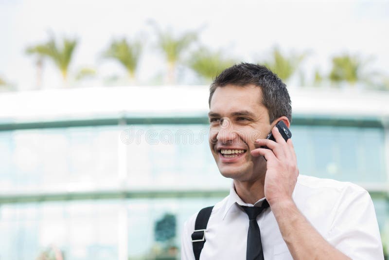 Manager Speak on Phone Across Office Stock Photo - Image of happy ...