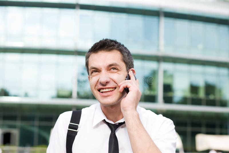 Manager Speak on Phone Across Office Stock Photo - Image of confident ...