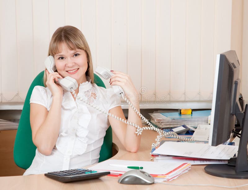 Office worker on phone stock image. Image of collar, adult - 24588103