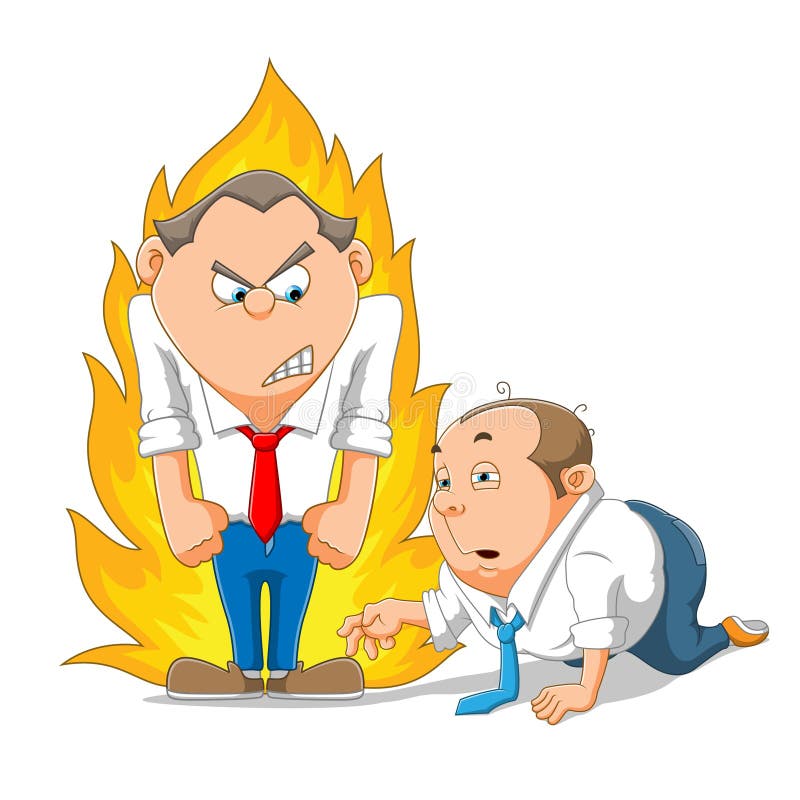 The Manager is Standing and Feeling Angry To His Employee Stock Vector ...