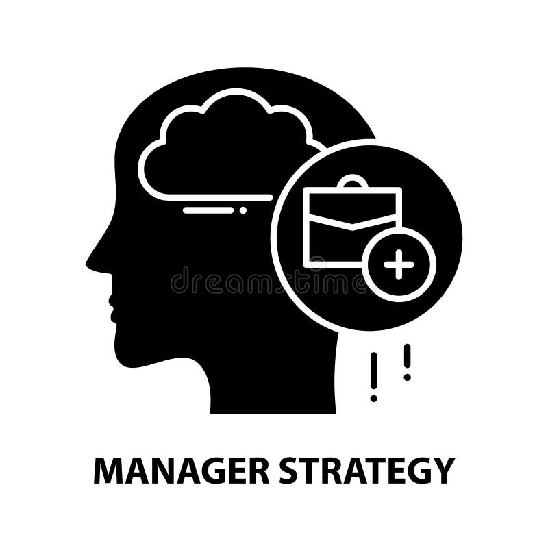 Manager Strategy Icon, Black Vector Sign with Editable Strokes, Concept ...