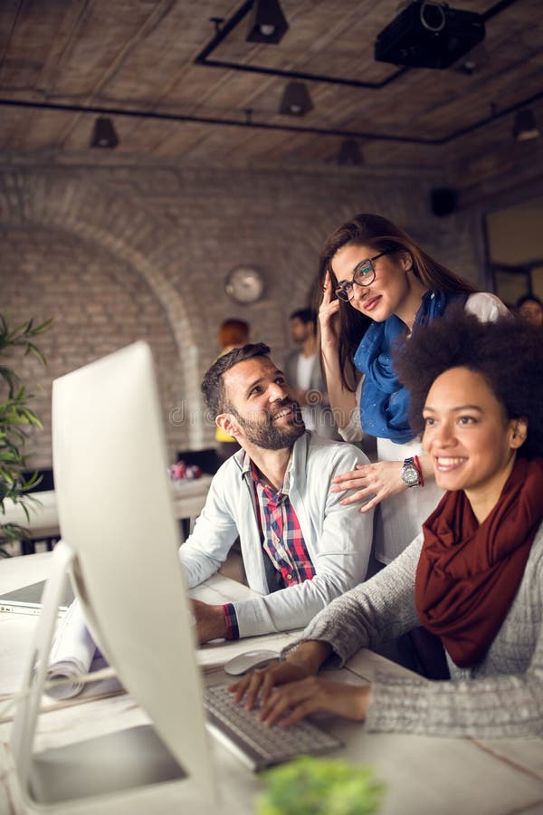 Manager Supervises Work of Employees Stock Image - Image of equipment ...