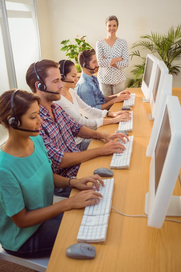 Manager Supervising Work in Call Center Stock Image - Image of indoors ...