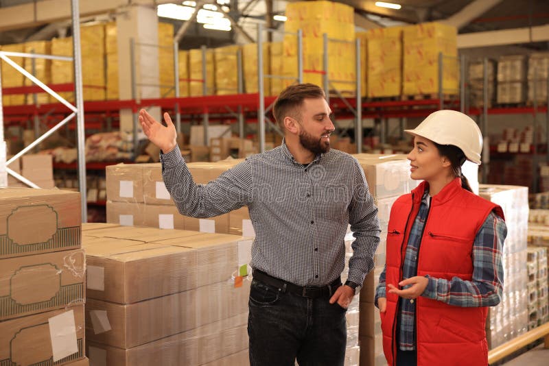 Manager and Supervisor at Warehouse. Logistics Center Stock Image ...