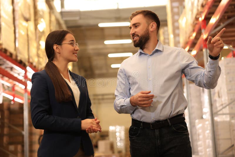 Manager and Supervisor at Warehouse. Logistics Center Stock Image ...