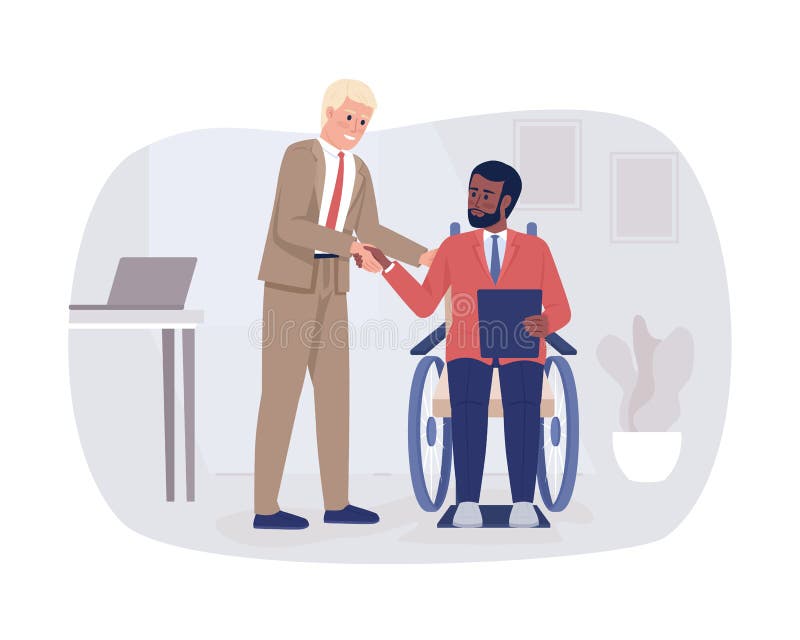 Manager Supporting Disabled Worker 2D Vector Isolated Illustration ...