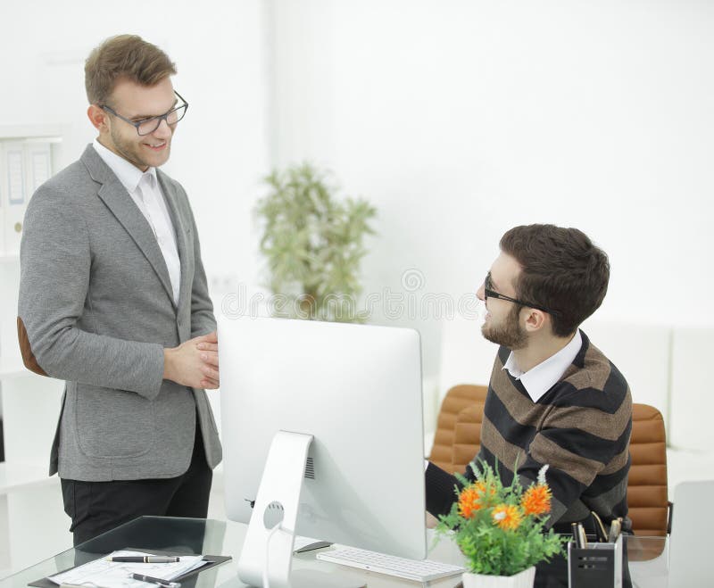 Manager Talking with an Employee in the Office. Stock Image - Image of ...