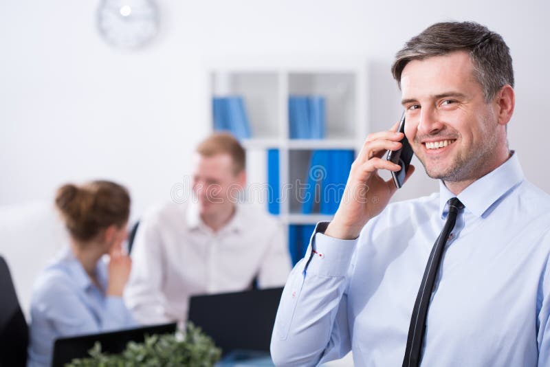 Manager Talking on the Phone Stock Image - Image of elegant, experience ...