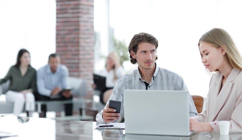 Manager is Talking To in the Bank Office Stock Photo - Image of company ...