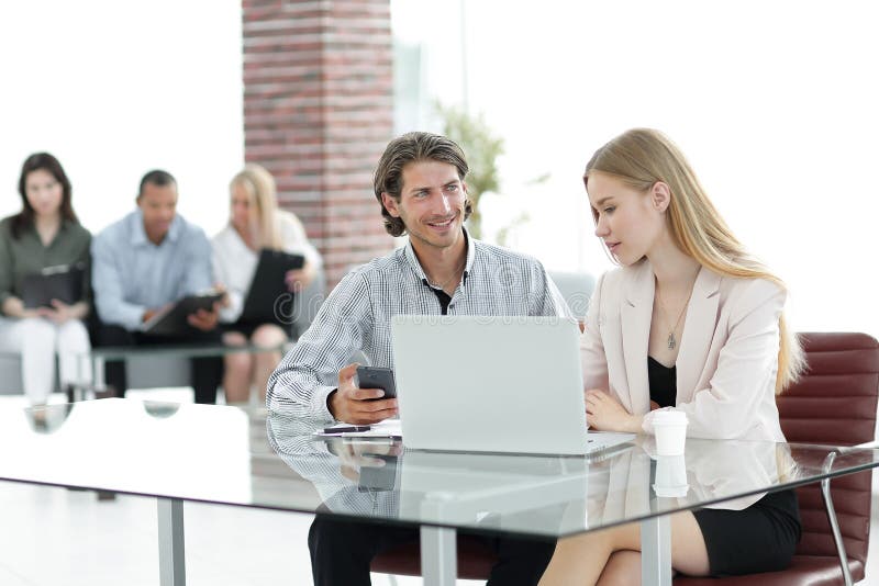 Manager is Talking To in the Bank Office Stock Image - Image of ...
