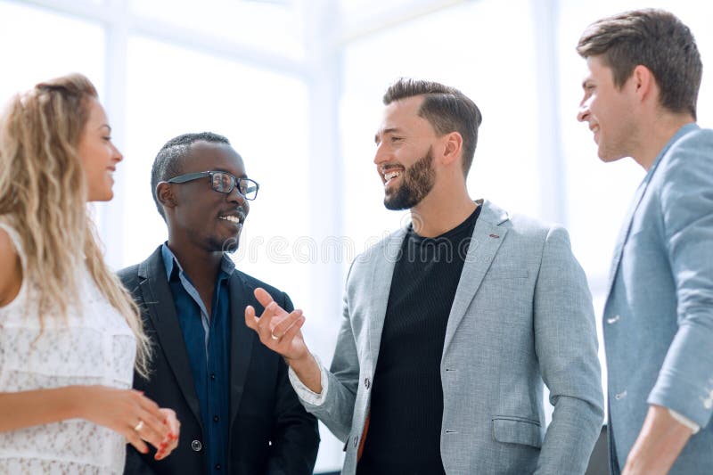 Manager Talking with Young Employees Stock Photo - Image of discussing ...