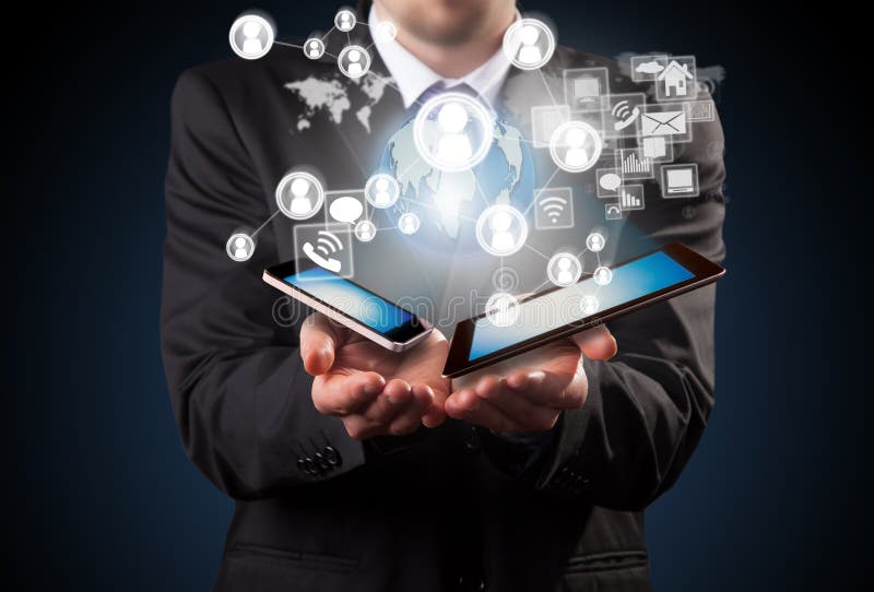 Manager with technologies stock image. Image of liquidcrystal - 37612585