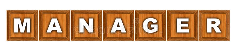 Manager Text Title - Square Wooden Concept - White Background - 3D ...