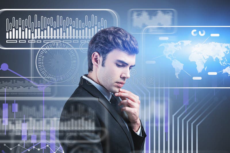 A Manager is Thinking about SEO Optimisation Process. Stock Image ...