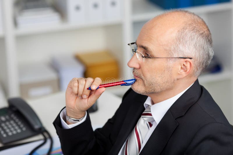 Manager Thinking about Problems Stock Image - Image of caucasian, focus ...