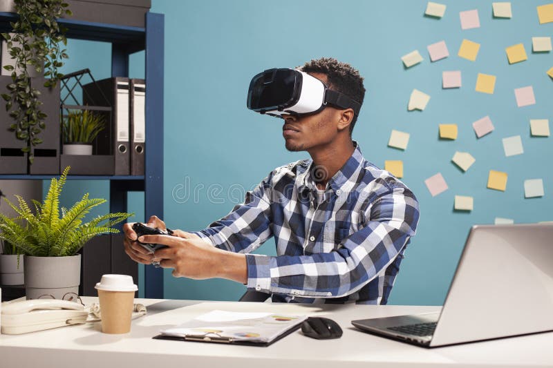 Manager Using Gamepad and VR Headset Stock Image - Image of experience ...