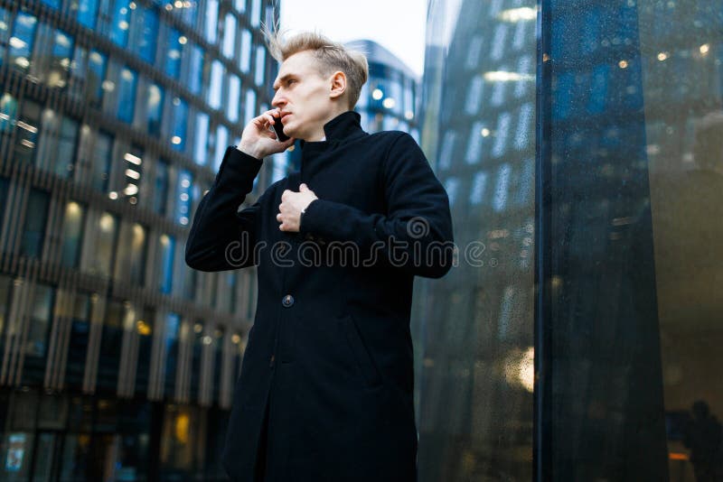 Manager Using Smartphone Outdoors Stock Image - Image of building ...