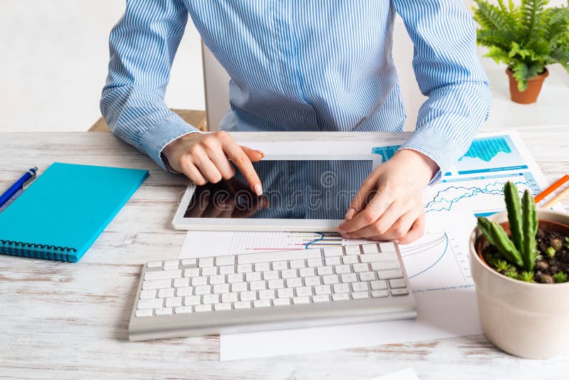 Manager Using Tablet Computer with Blank Screen Stock Photo - Image of ...