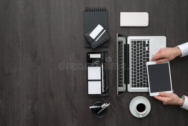 Manager using a tablet stock photo. Image of corporate - 75086342