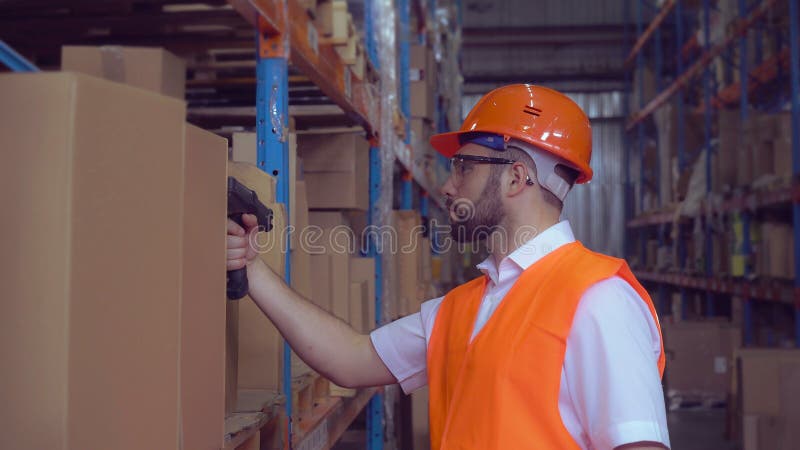 Employee Scans the Bar Code Stock Photo - Image of crate, scans: 140159358
