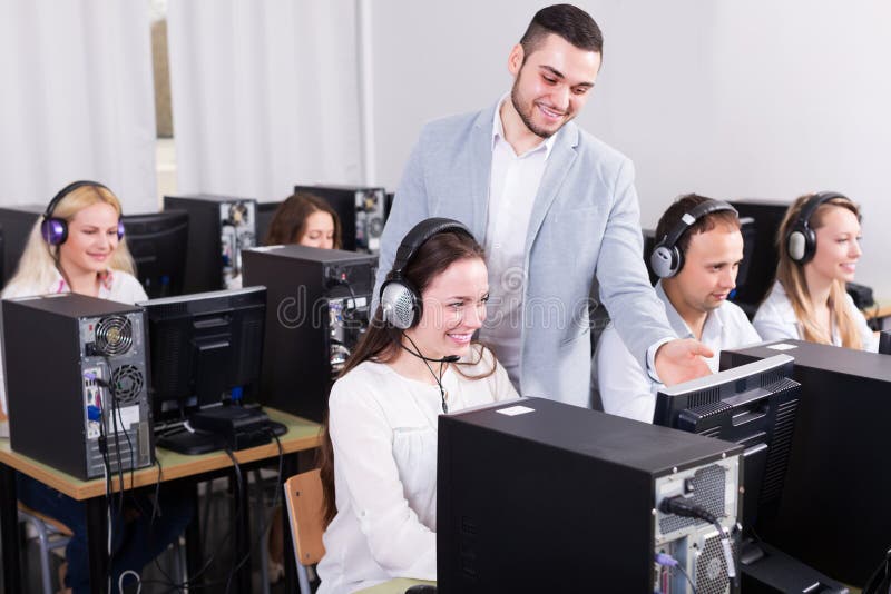Smiling Manager Checking His Team Work Stock Photos - Free & Royalty ...