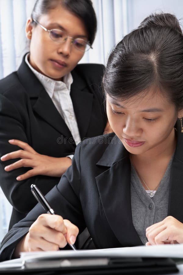 Manager Watching Trainee Working Stock Image - Image of looking ...