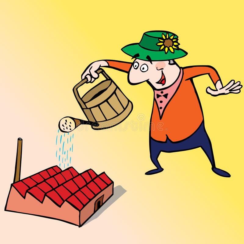 Manager watering his plant stock vector. Illustration of gardener ...