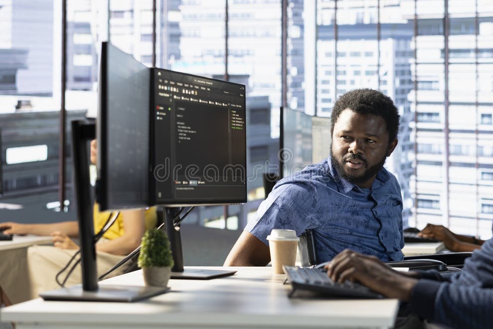 Manager in Wheelchair Supervising Admin Doing Software Quality ...