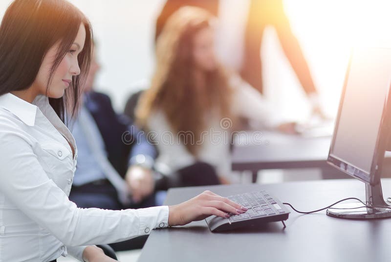 Employee Woman Working in Office Stock Photo - Image of secretary ...