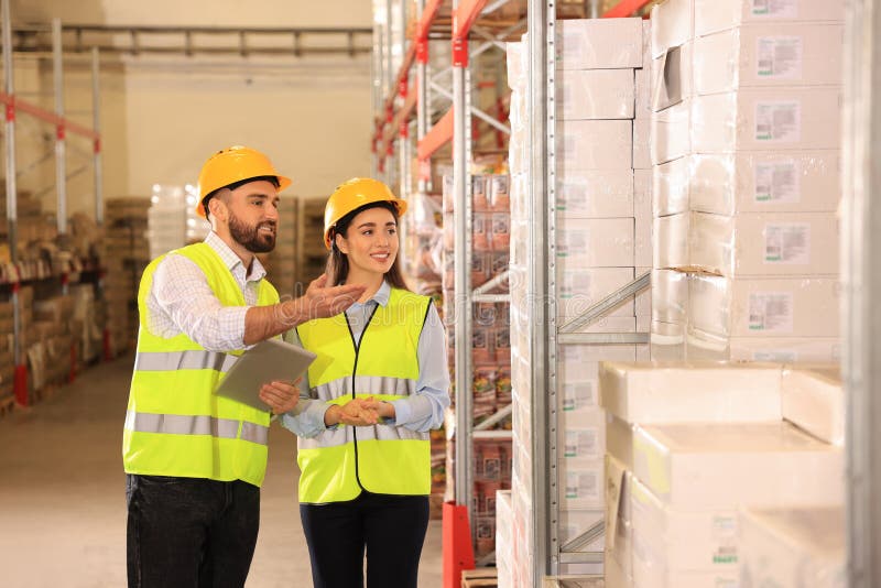 Manager and Worker at Warehouse. Logistics Center Stock Photo - Image ...