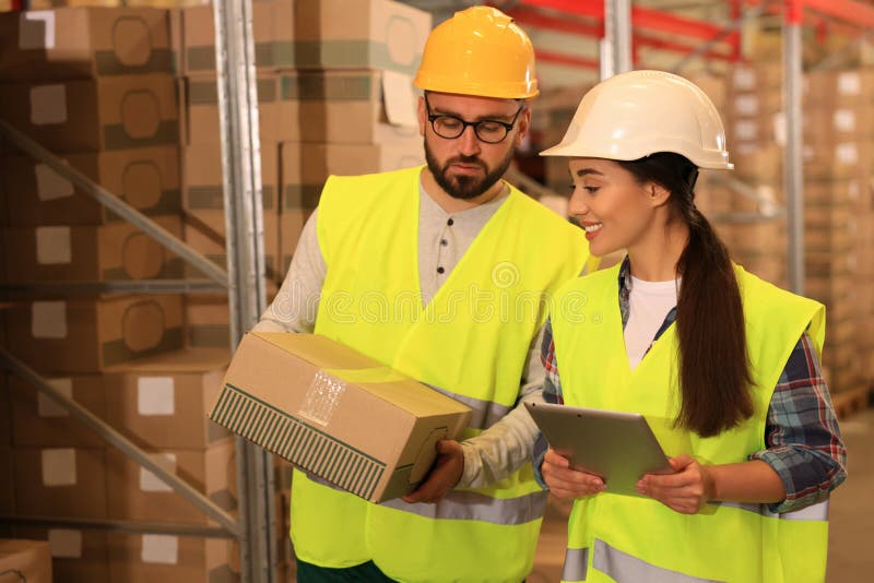 Manager and Worker at Warehouse. Logistics Center Stock Image - Image ...